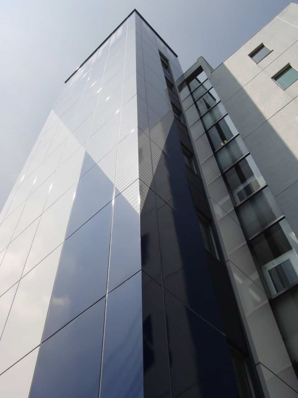 Enamel Panel as curtain wall of KTI building -- Tokyo